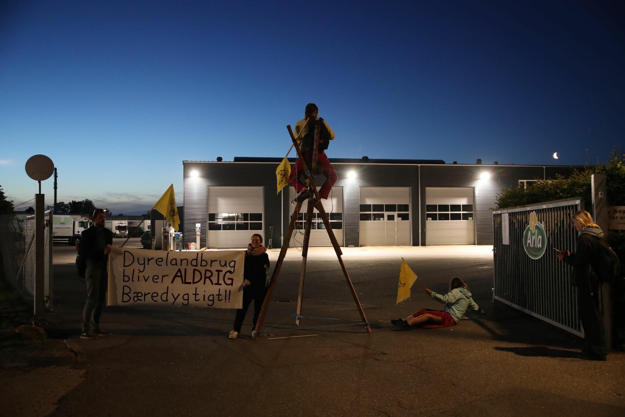 Se alle billederne: Aktivister skabte uro foran Arla i nat